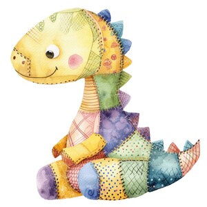 11 Patchwork Dinosaur Clipart, Digital Download, Printable Watercolor Clipart, Paper Crafts ...