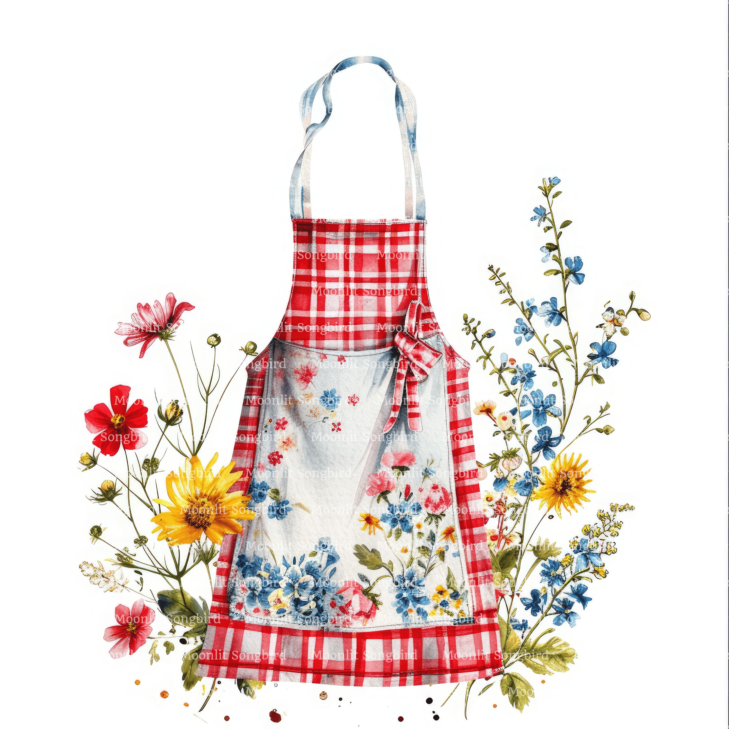10 Floral Aprons Clipart, Digital Download, Vintage Kitchen Apron With ...