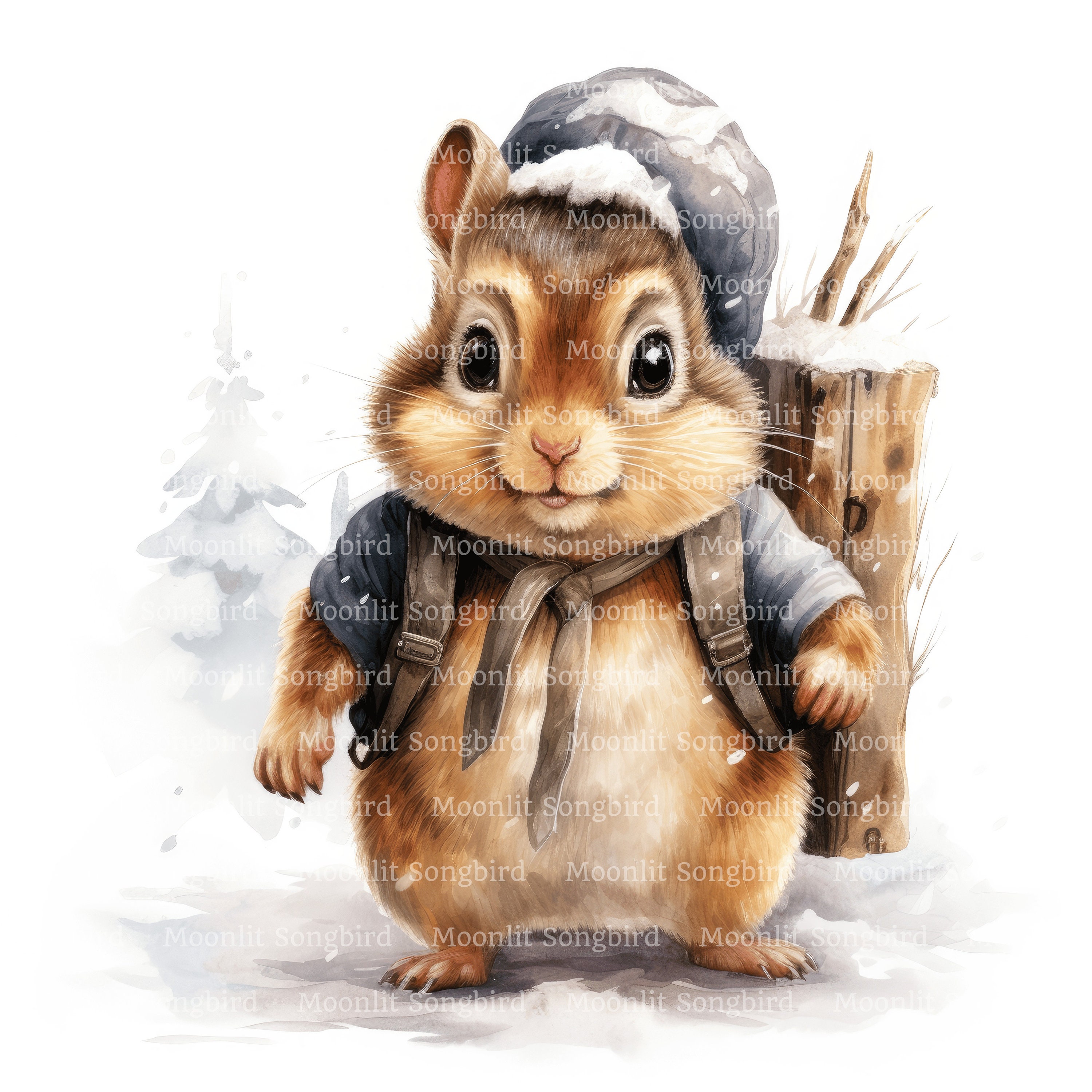 10 Cute Chipmunk in Winter Clipart, Digital Download, Printable ...