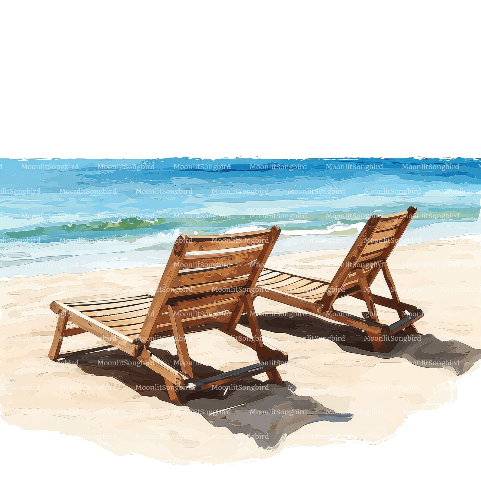 12 Beach Chairs Clipart, Digital Download, Printable Watercolor Clipart ...