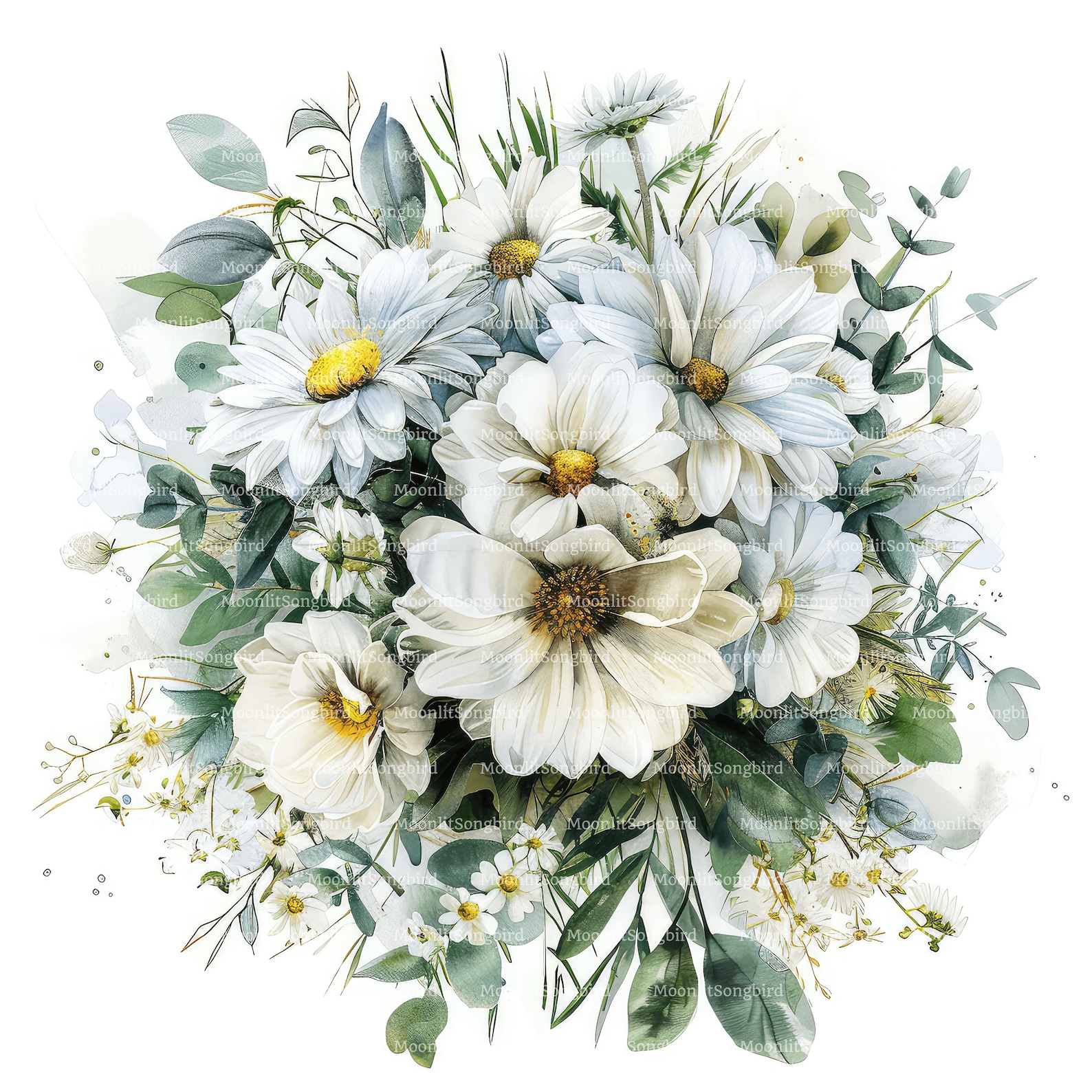 10 White Funeral Flowers Clipart, Digital Download, Printable ...