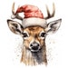 12 Deer With Santa Hat Clipart Digital Download Printable - Etsy