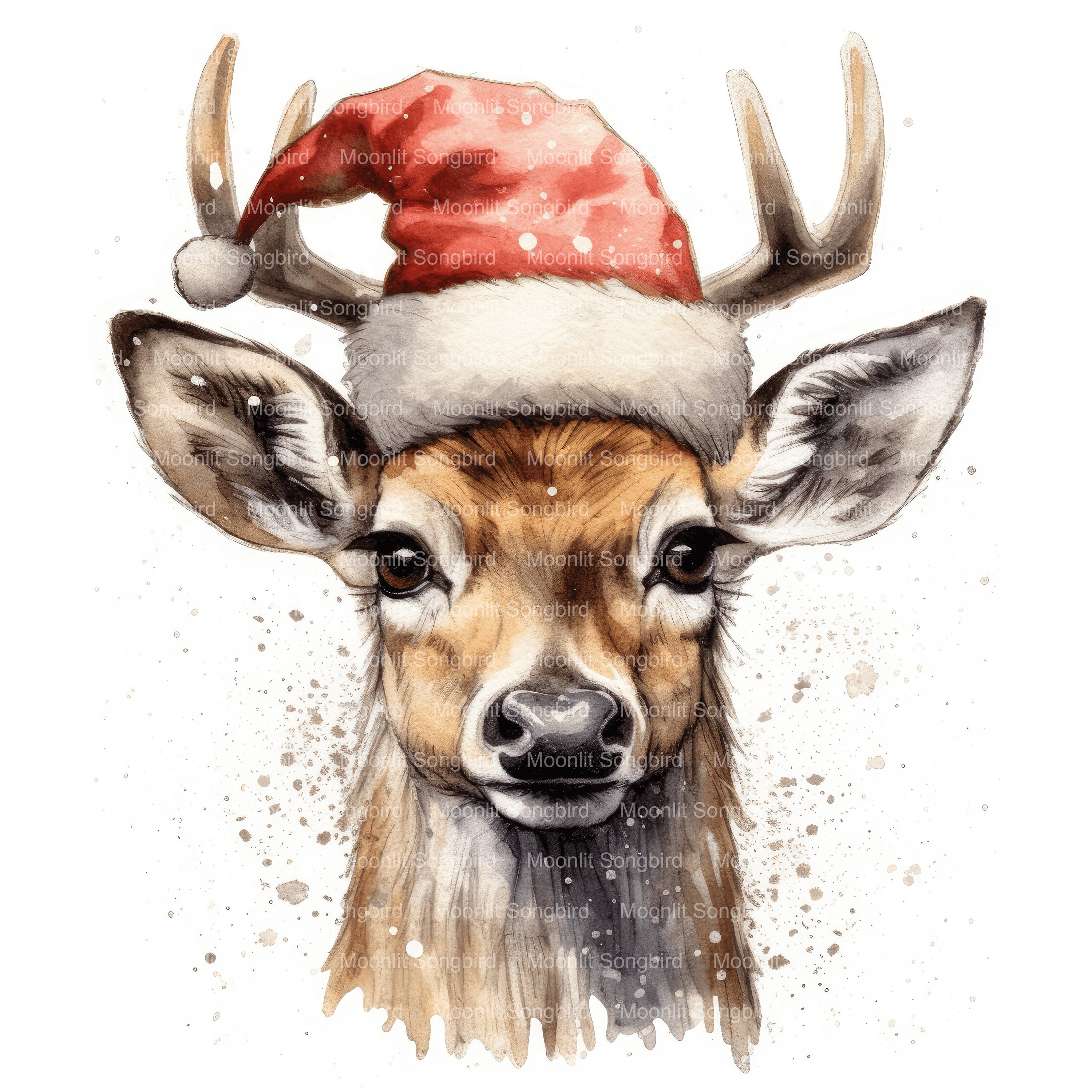 12 Deer With Santa Hat Clipart Digital Download Printable - Etsy