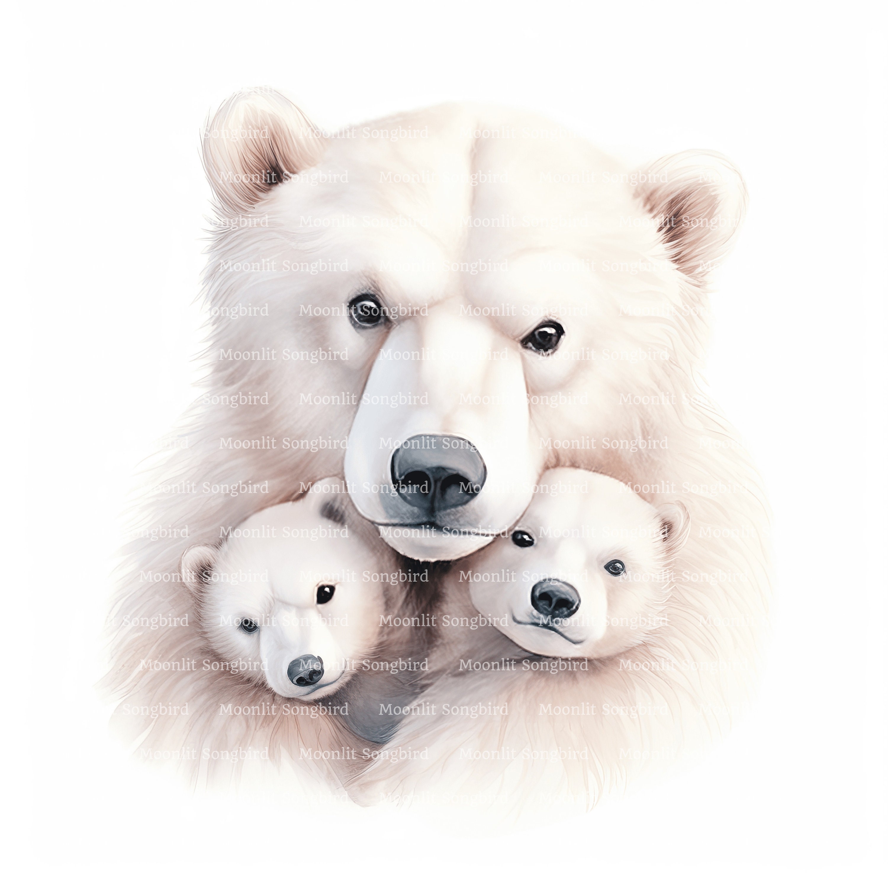 12 Polar Bear Mother and Baby Clipart, Digital Download, Printable ...