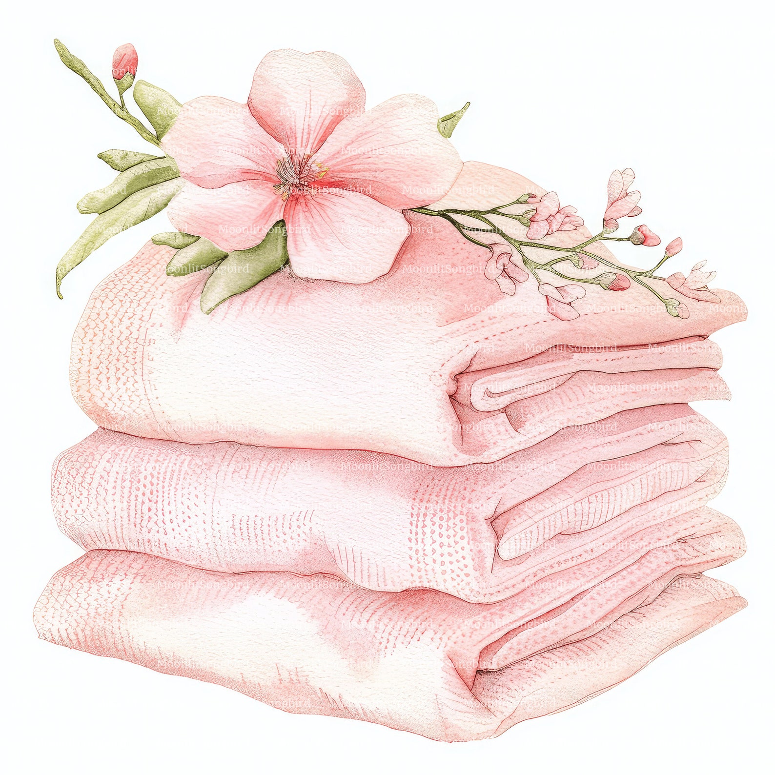 12 Bath Towels and Flowers Clipart, Digital Download, Printable ...