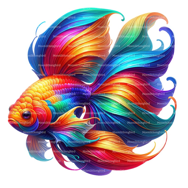 Rainbow Goldfish Watercolor Clipart, Printable Fish Art (digital ...
