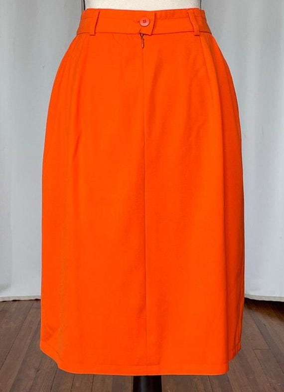 Vintage 80's Escada Orange Wool Knee Length Pencil Sk… - Gem