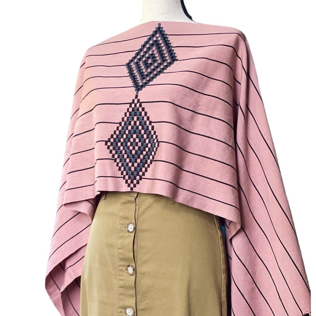 Mayan Hand Woven Cotton Poncho One Size Mexican Boho - Etsy