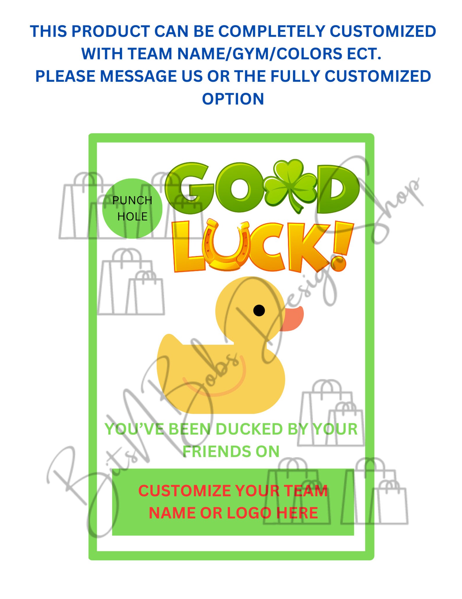 Editable You've Been Cheer Duck Tag, Cheerleader Good Luck Duck Treat ...