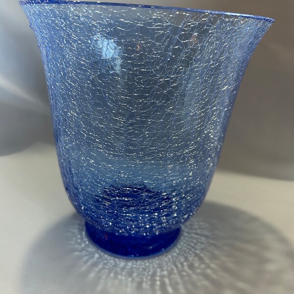 Blue Crackle Glass Vase - Etsy