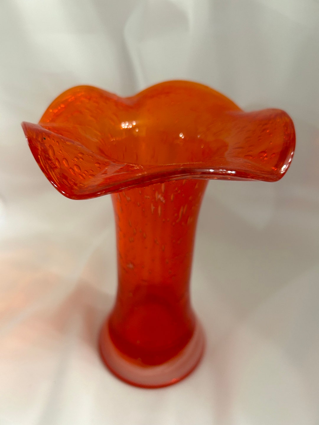 Vintage Red Art Glass Handblown Vase - Etsy