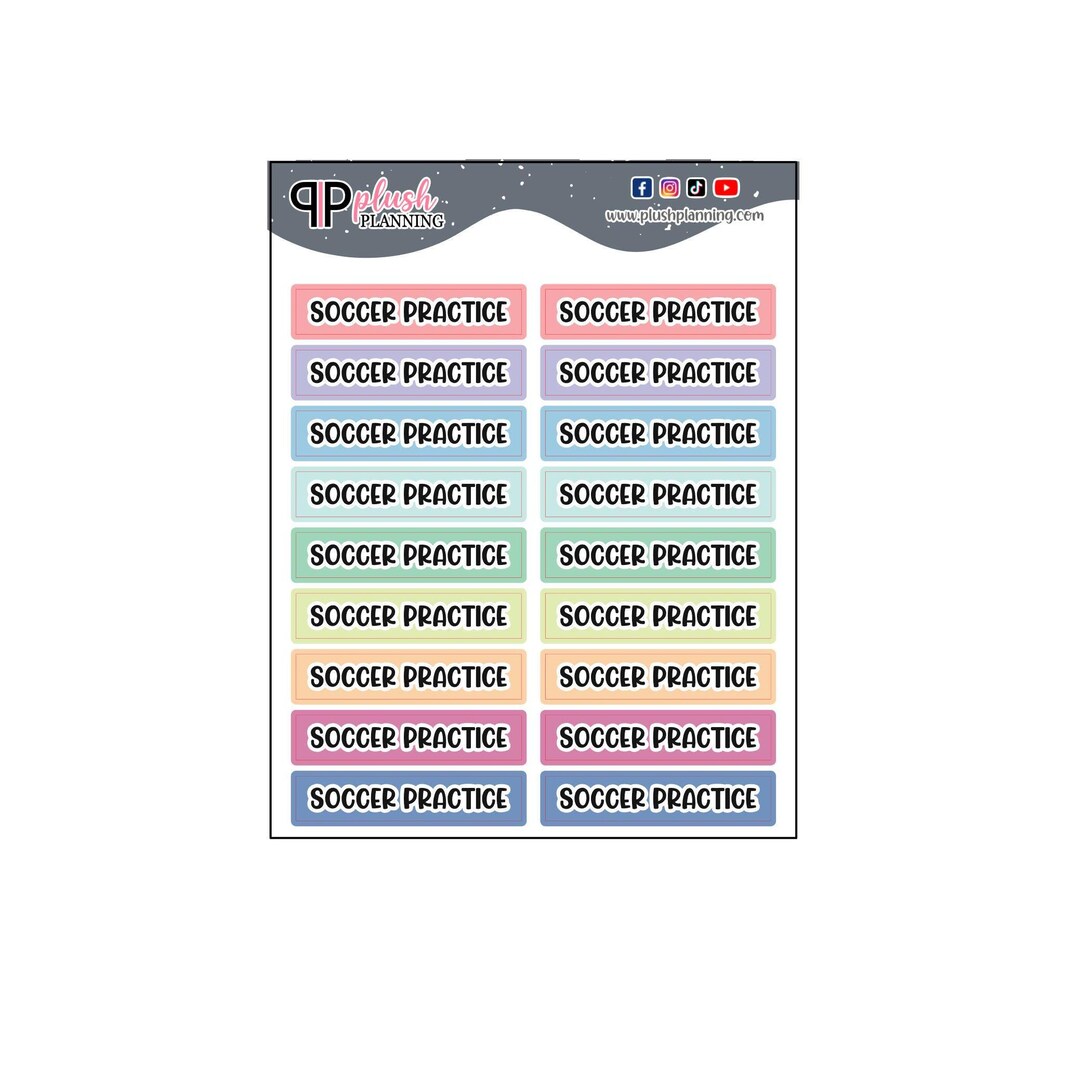 Soccer Practice Label Tracker Planner Stickers, Functional Stickers ...