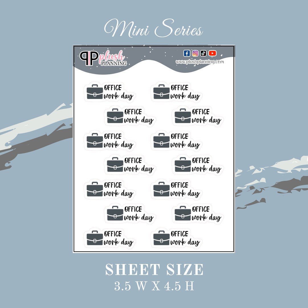 Office Work Day Tracker Mixed Script With Icon Planner Stickers, Mini ...