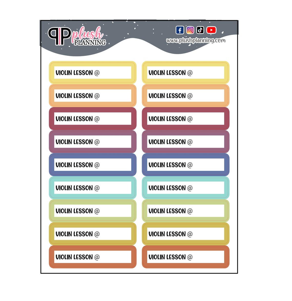 Violin Lesson Label Tracker Planner Stickers, Writable Functional ...