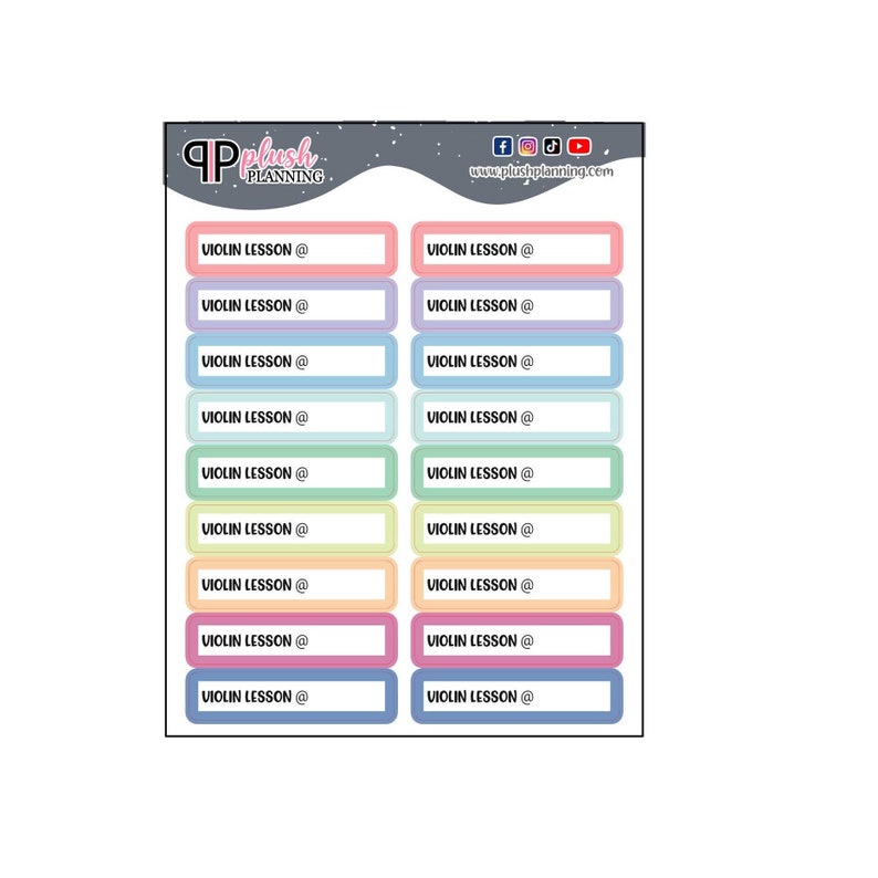 Violin Lesson Label Tracker Planner Stickers, Writable Functional ...