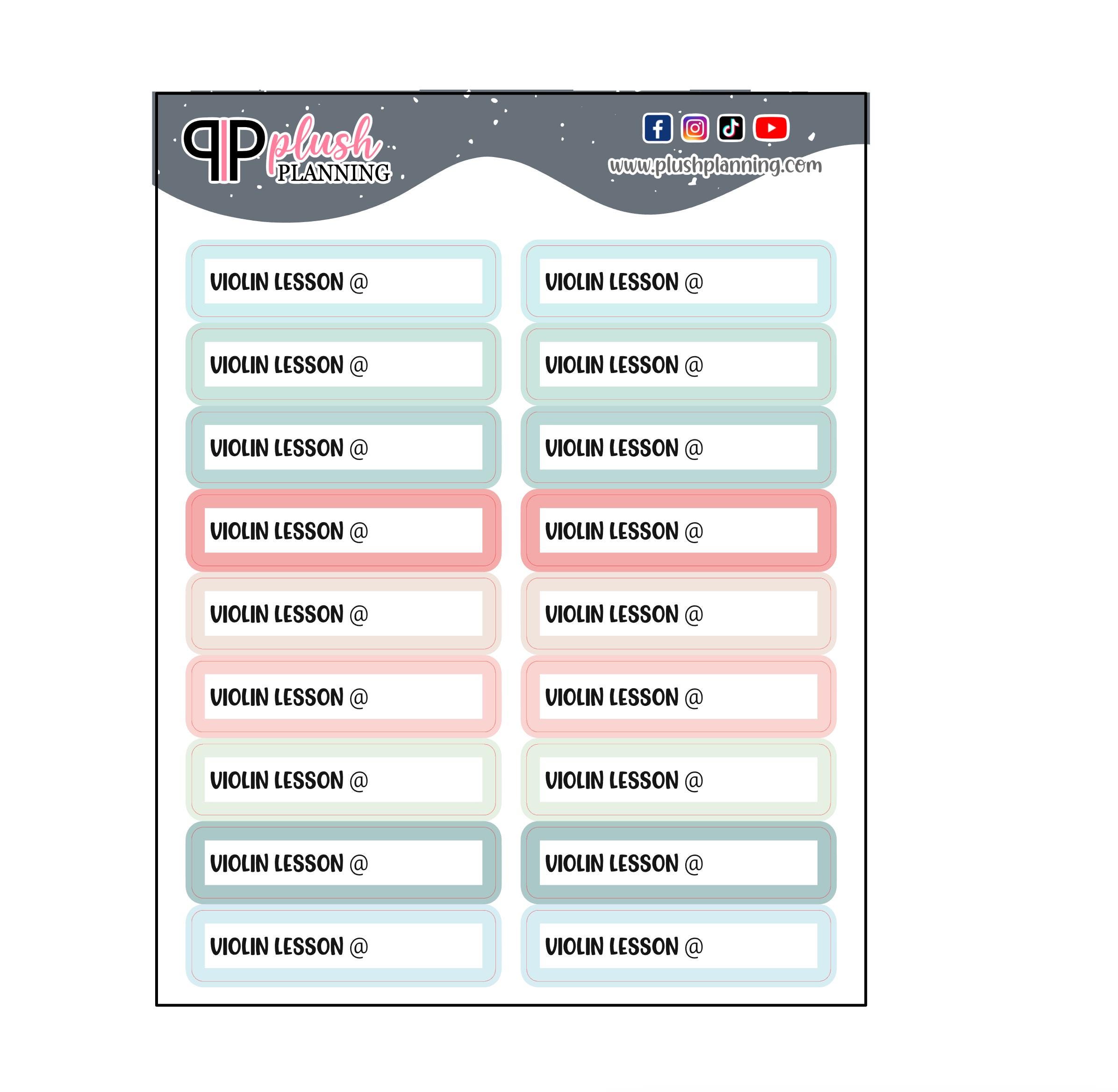 Violin Lesson Label Tracker Planner Stickers, Writable Functional ...