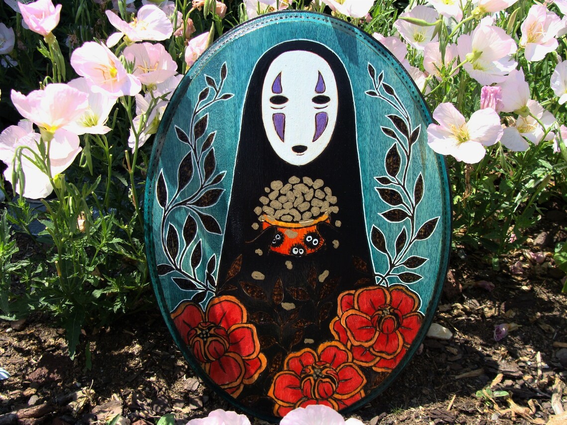 Spirited Away, No-face. Watercolor Painting on Wood - Etsy