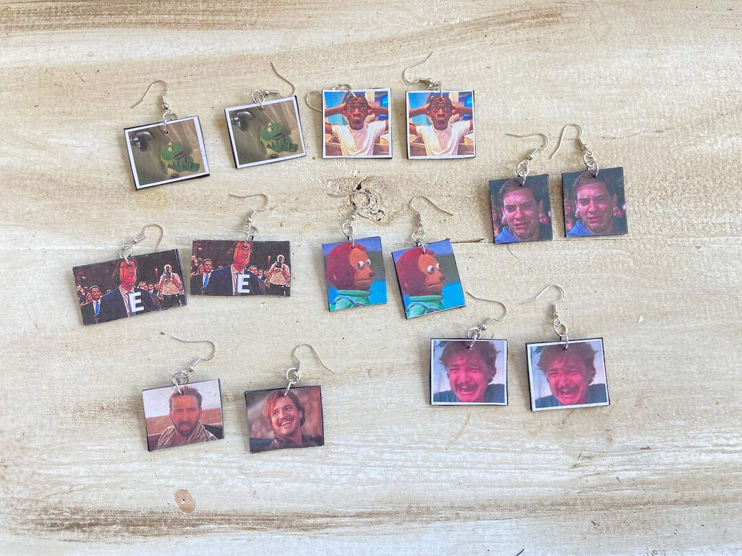 Handmade Meme Earrings, Pedro Pascal, Lord Fraquaad, Nickolas Cage ...