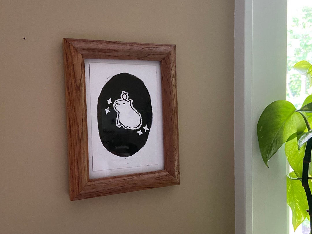 Capybara and Orange Block Print Handmade print Only - Etsy