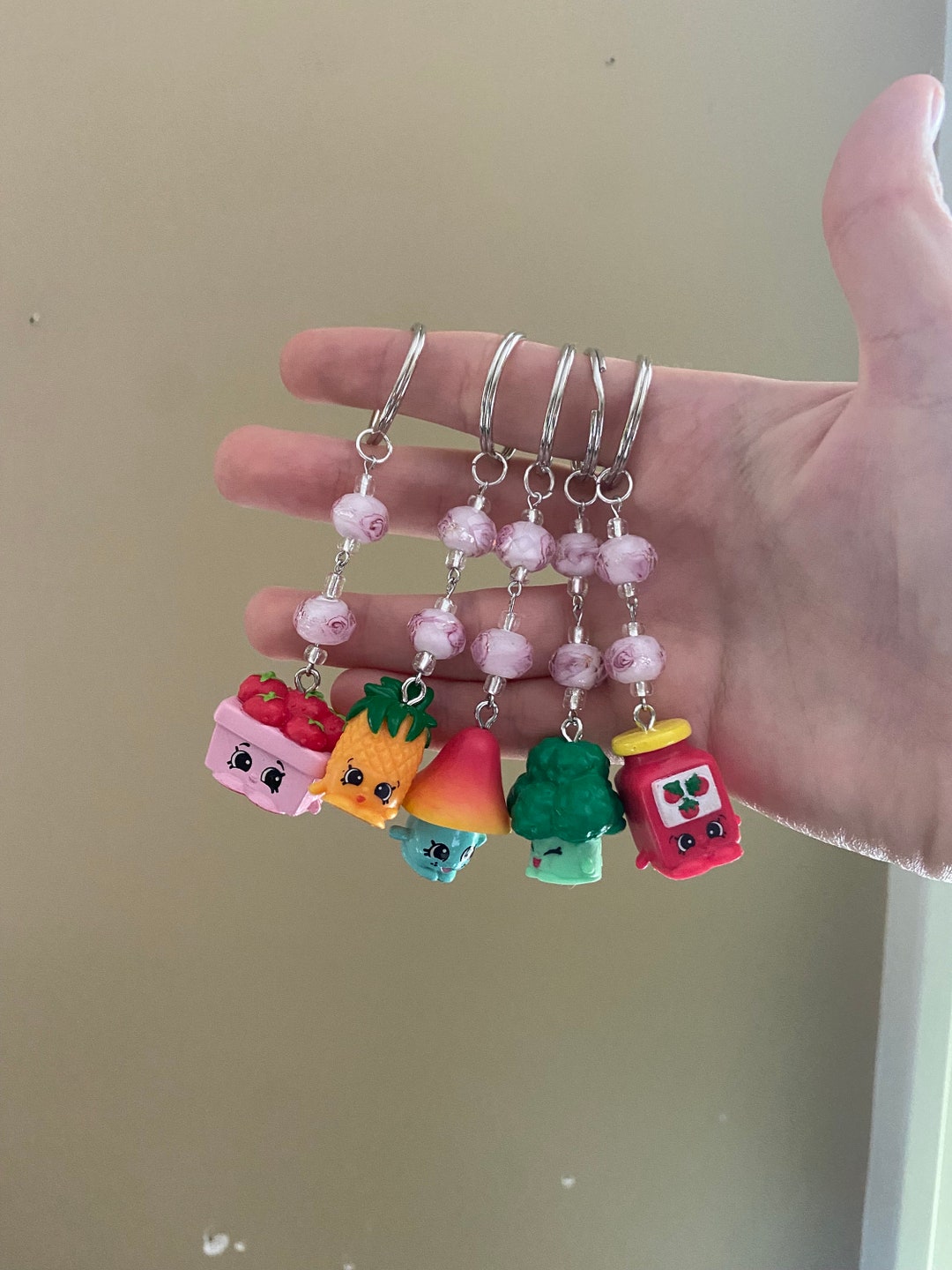 Shopkins Keychains With Pink Beads - Etsy