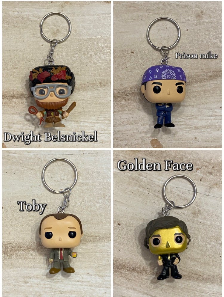 The Office Mini Funko Pop Keychain Handmade Dwight Schrute, Michael ...