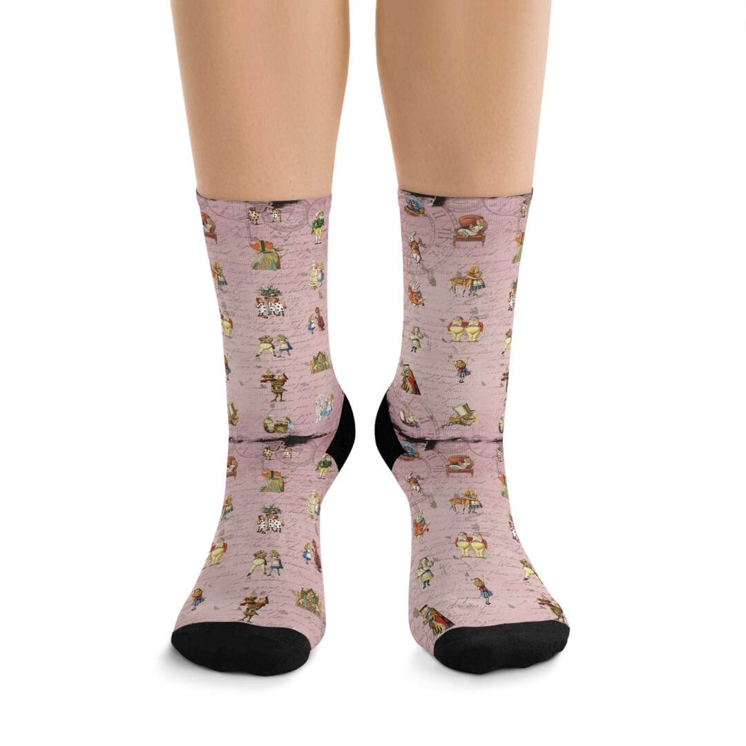 Vintage Alice in Wonderland Pint Socks, Retro Poly Sock Set, Upcycled ...