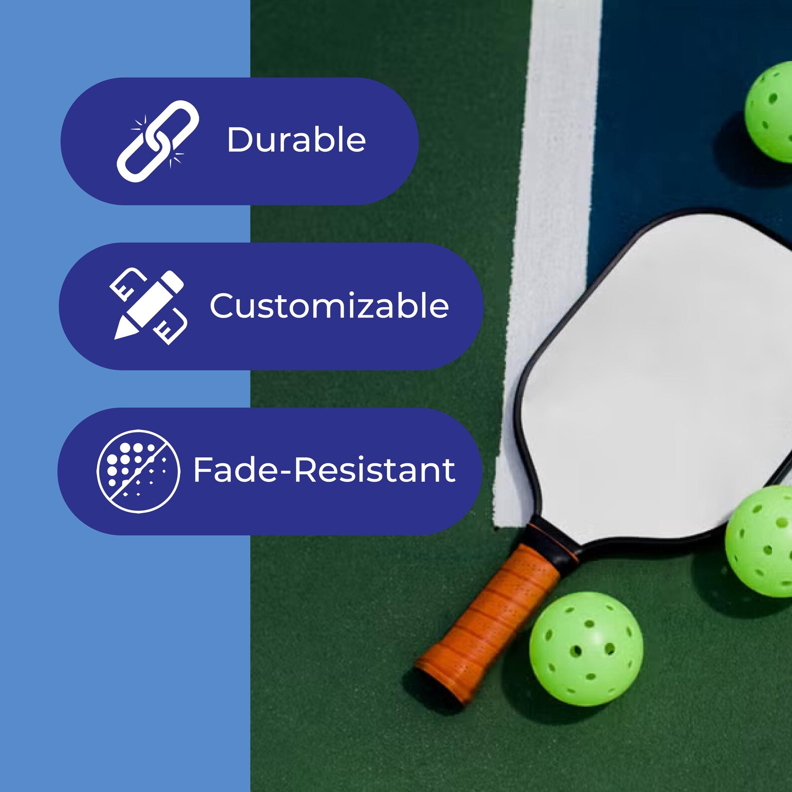 Custom 1 Piece Silicone Name Band for Pickleball Paddle, Grip Bands for ...
