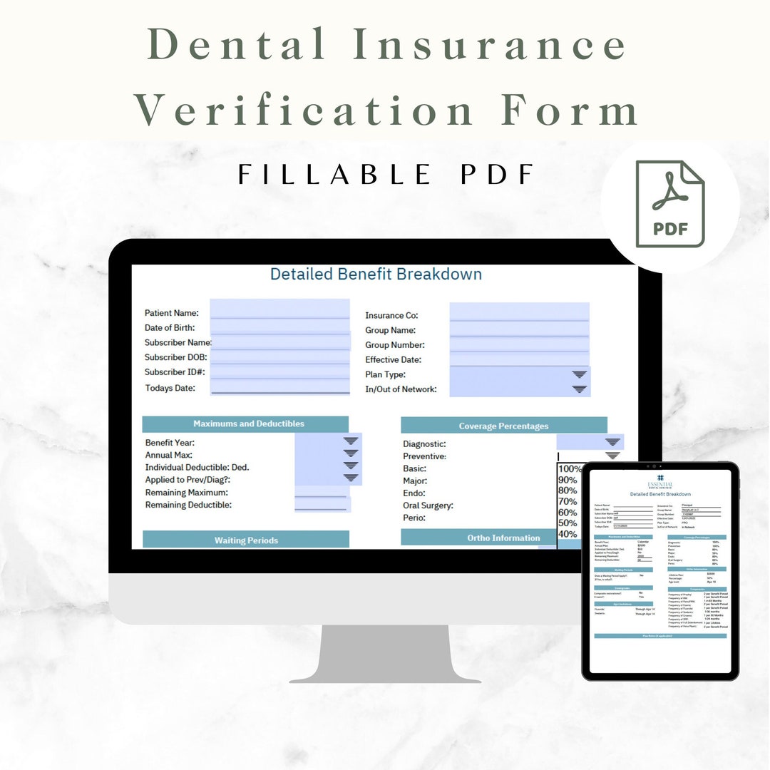 Dental Insurance Verification Form - Etsy