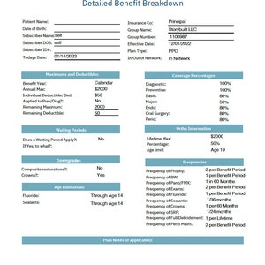 Dental Insurance Verification Form - Etsy