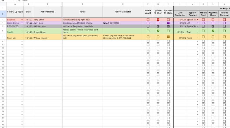 Outstanding Dental Claims and Patient Balance Tracker Spreadsheet - Etsy