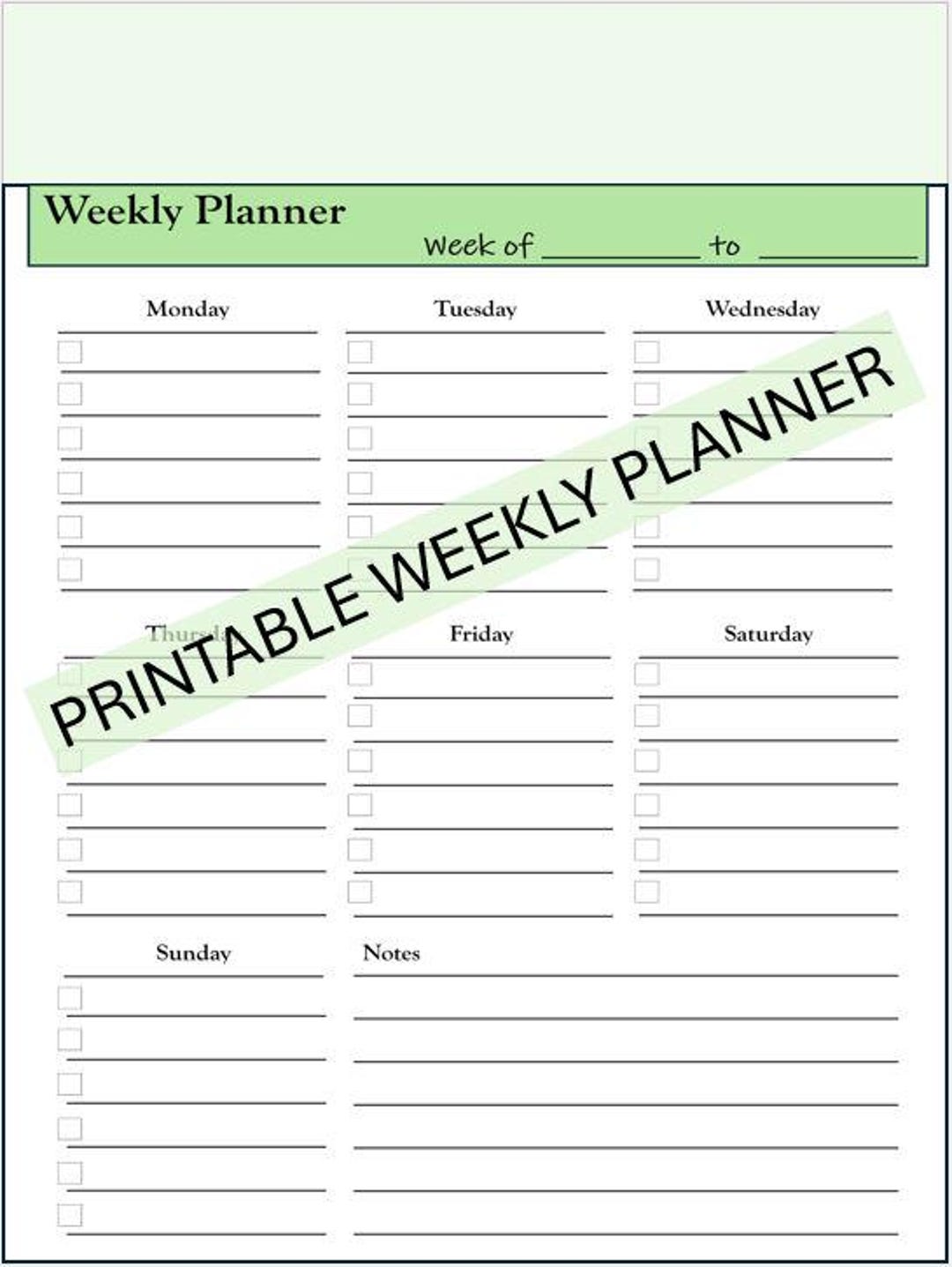 Weekly Planner. Week Planification. Printable Planner. Printable Weekly ...