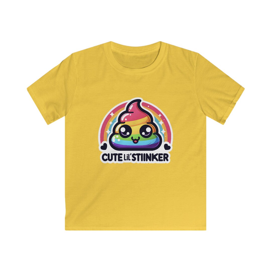 Rainbow Poop Emoji Kids Softstyle Tee, Cute Lil Stinker Shirt, Funny ...