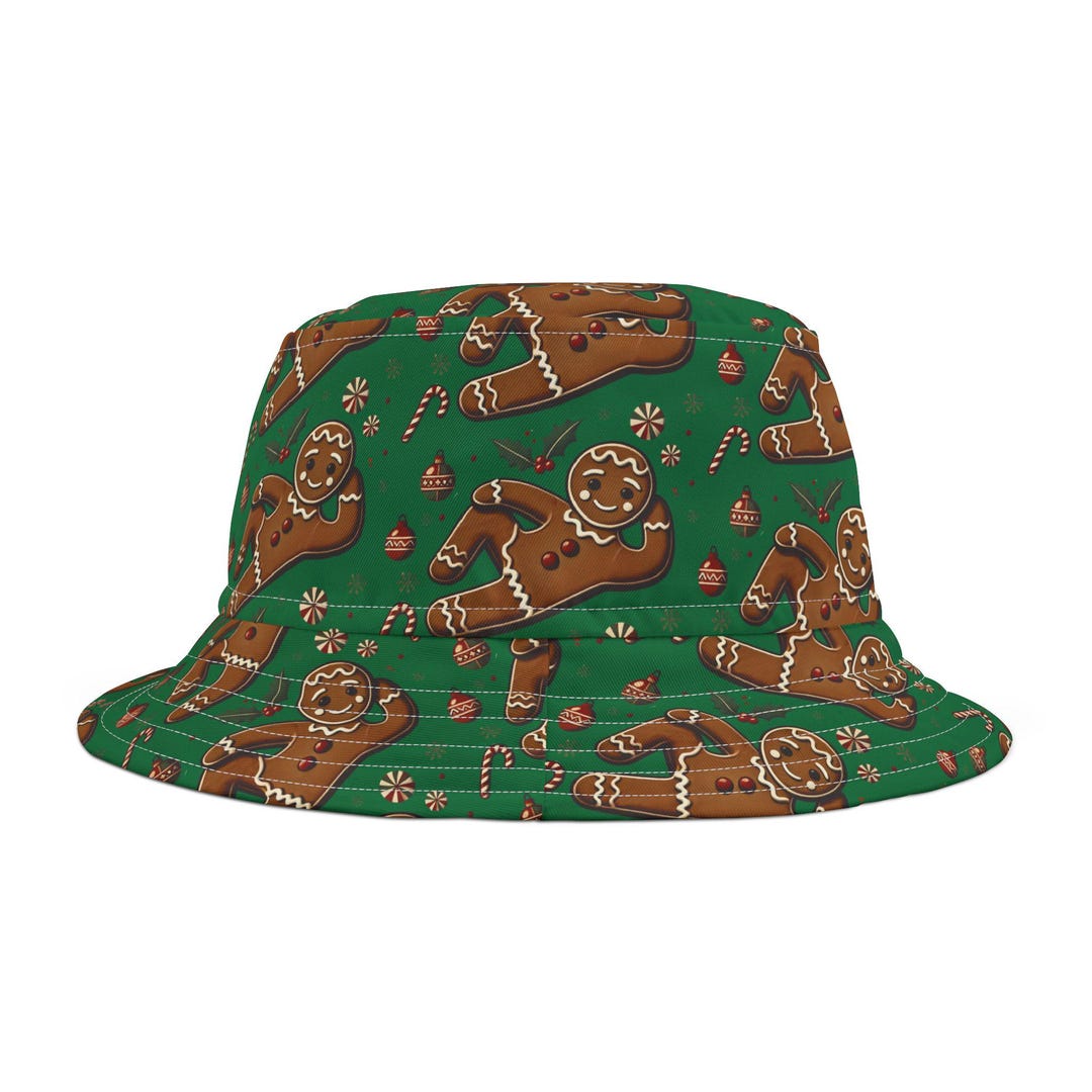 Spicy Gingerbread Man Bucket Hat, Green - Gingerbread Man Cap Humorous ...