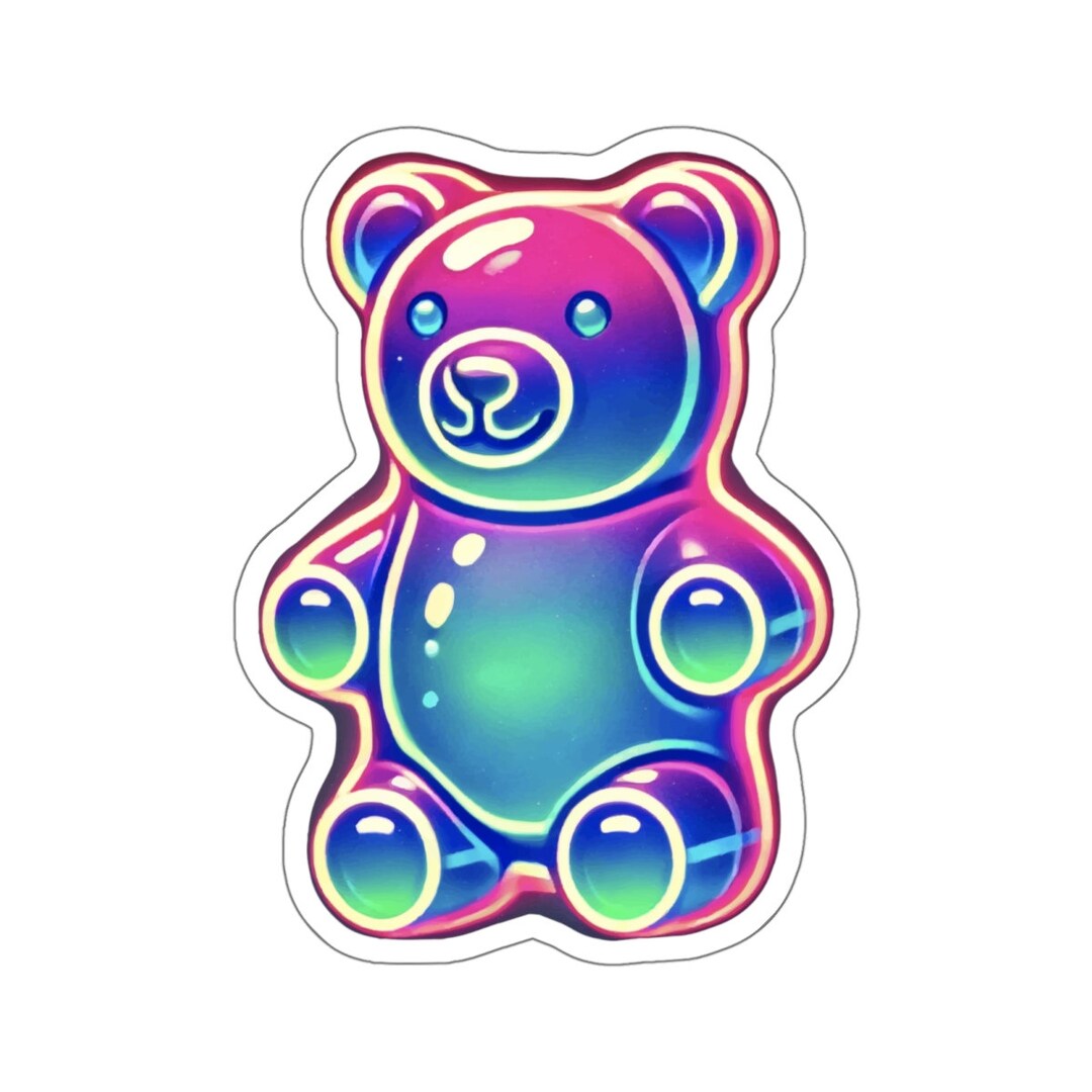 Neon Gummy Bear Sticker - Etsy