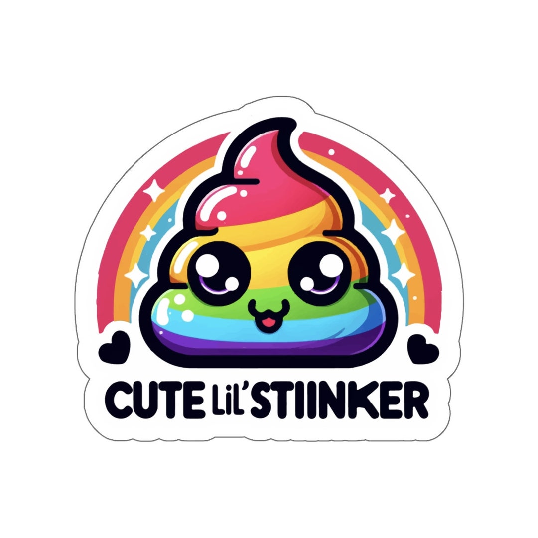 Cute Lil Stinker Rainbow Poop Emoji Sticker - Etsy