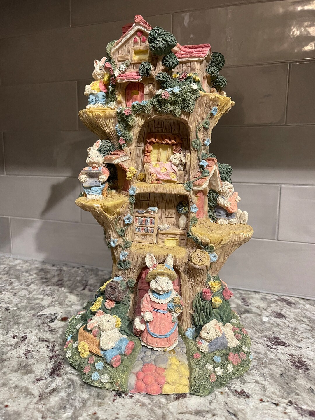 Easter Jubilee Easter Tree House Sculpture Rabbits Colorful - Etsy