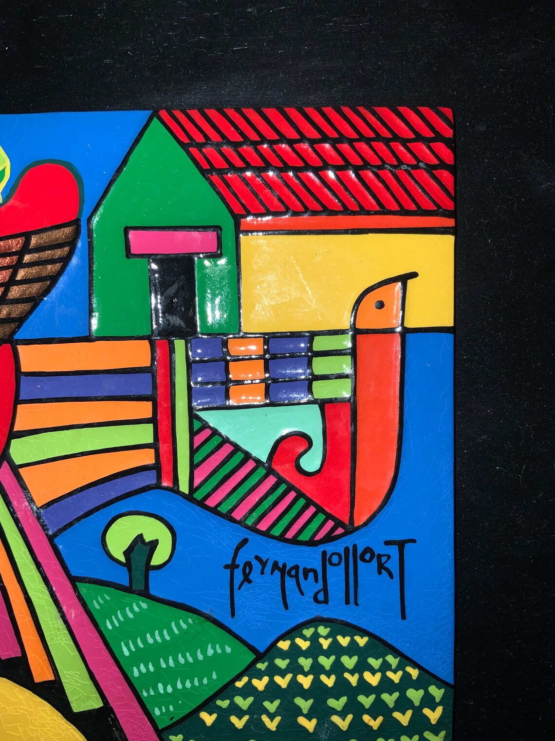 Fernando Llort Salvadoran Signed Art Ceramic Tile Decor “la Vendedora ...