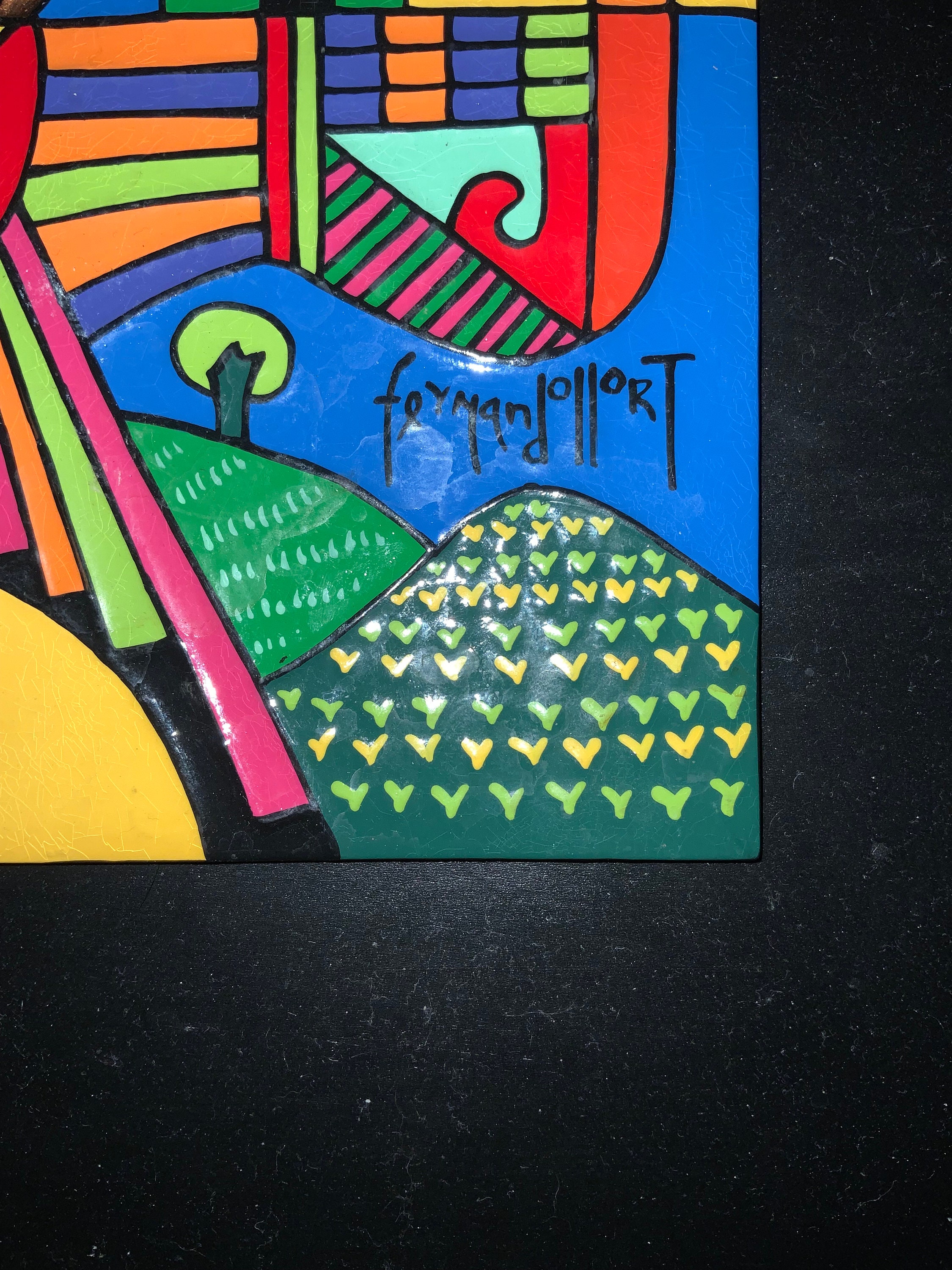 Fernando Llort Salvadoran Signed Art Ceramic Tile Decor “la Vendedora ...