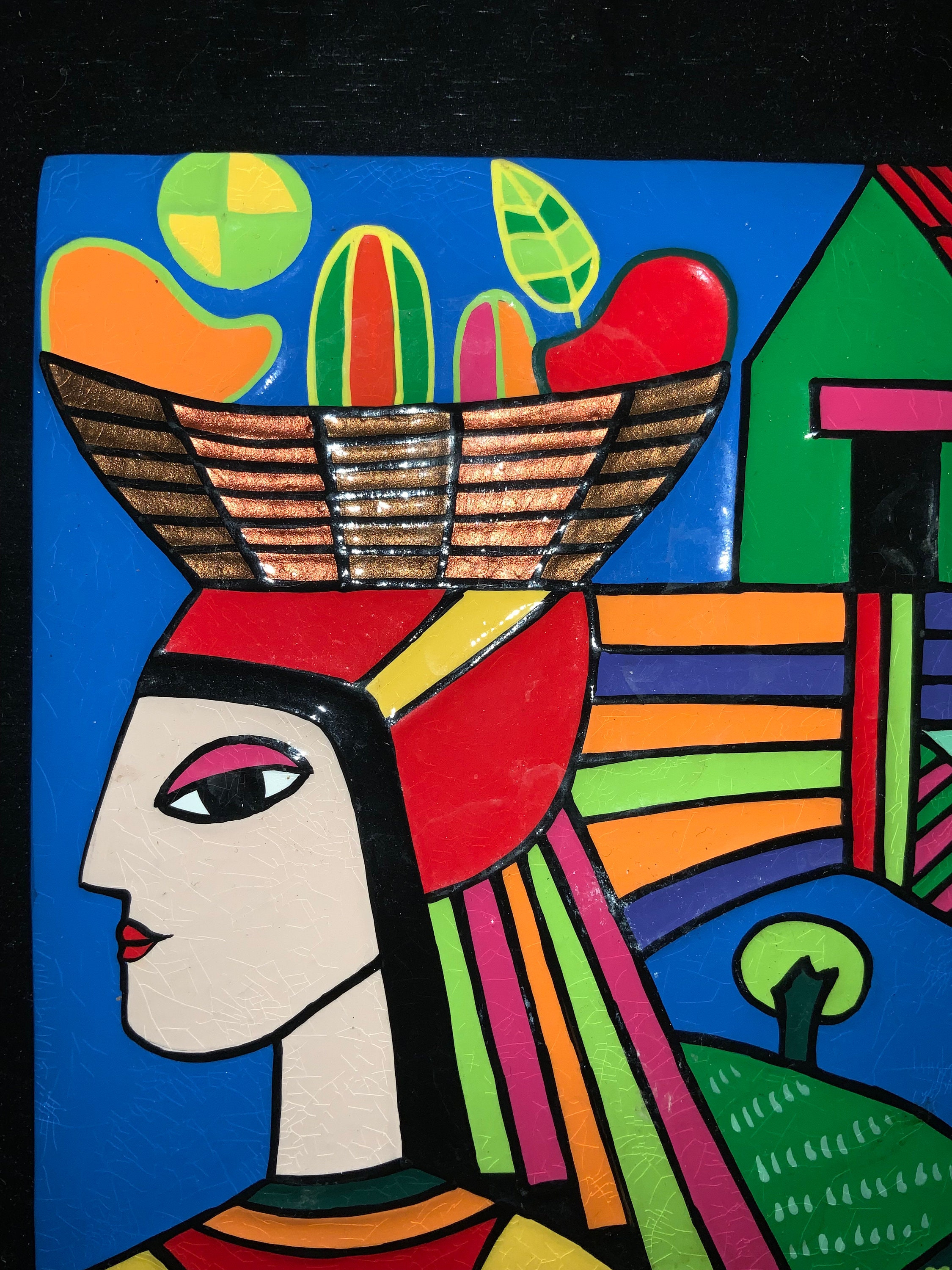 Fernando Llort Salvadoran Signed Art Ceramic Tile Decor “la Vendedora ...