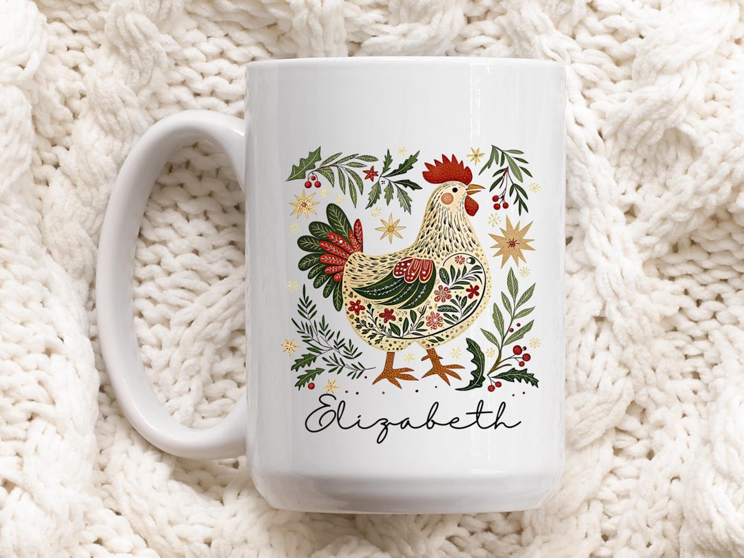 Personalized Chicken Mug: Farmhouse Hen Coffee Cup, Farmer Gift - Etsy