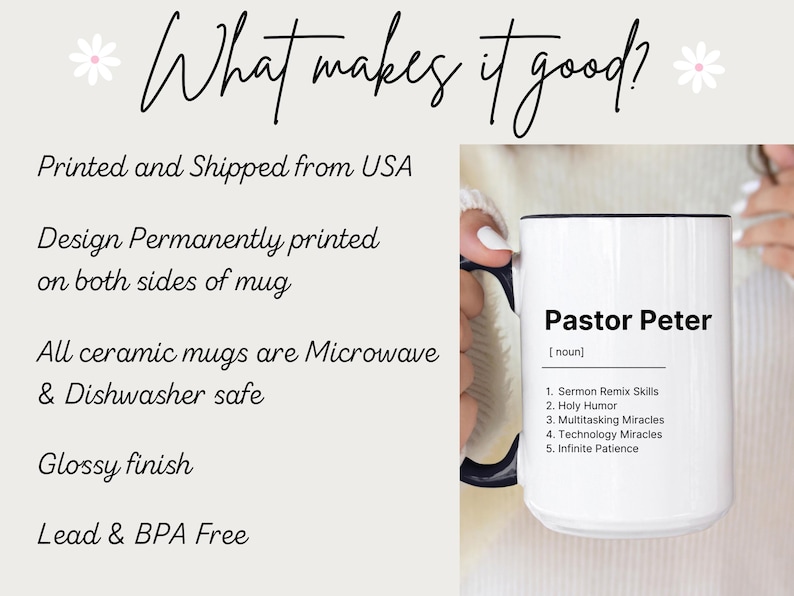 Custom Pastor Mug: Personalized Name & Qualities, Appreciation Gift - Etsy