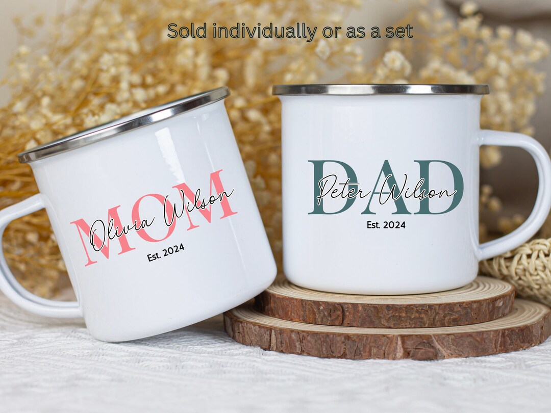 Custom Mom and Dad Mugs,mommy and Daddy Camp Mugs, Pregnancy Reveal ...