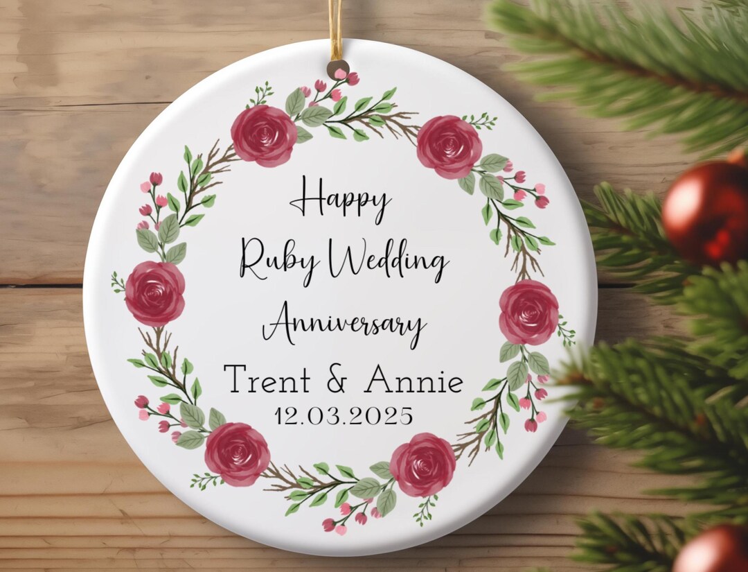 Personalized 40th Anniversary Ornament: Ruby-themed Gift - Etsy