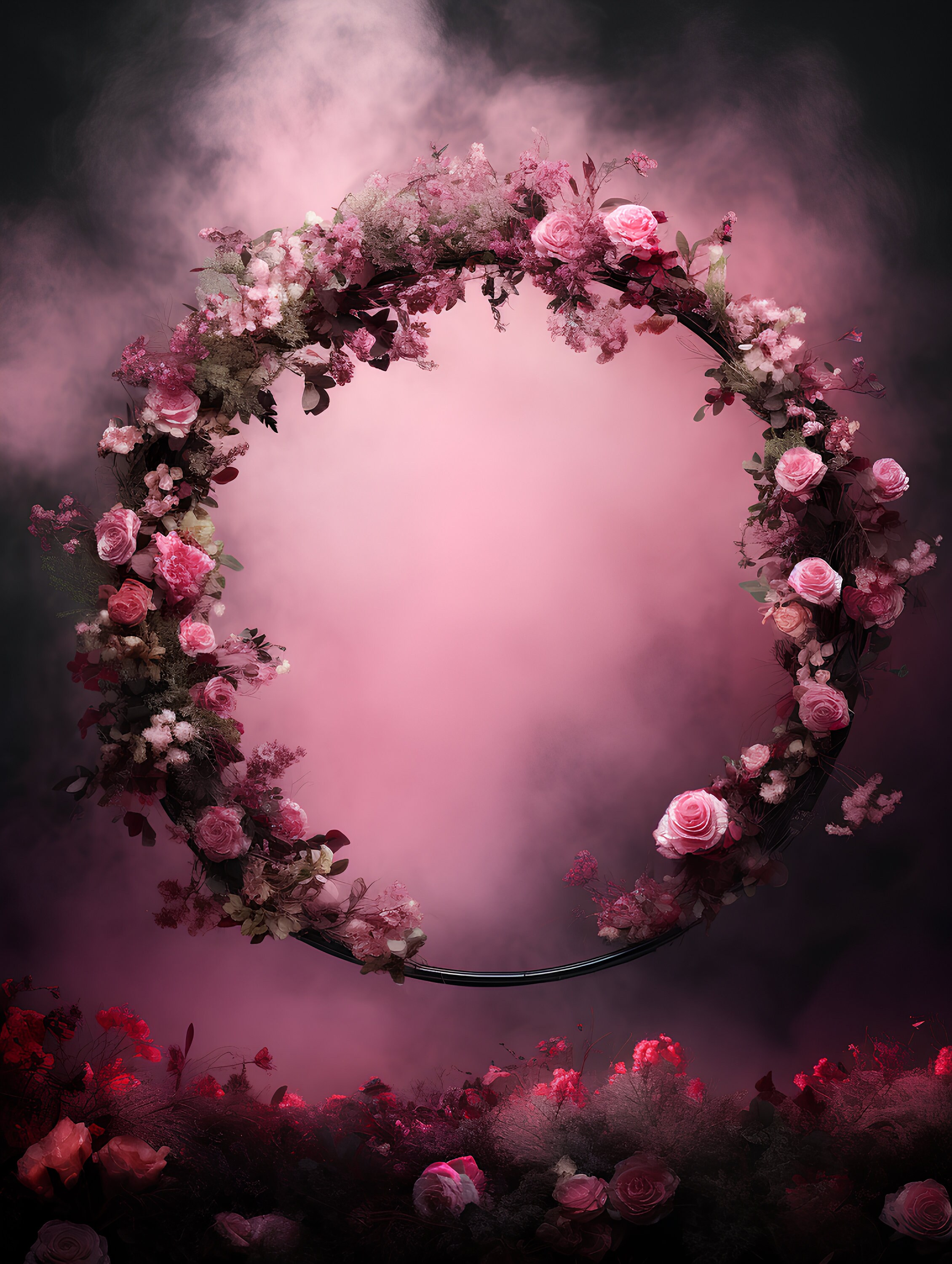 Pink and Black Floral Hoop Digital Backdrops - Etsy