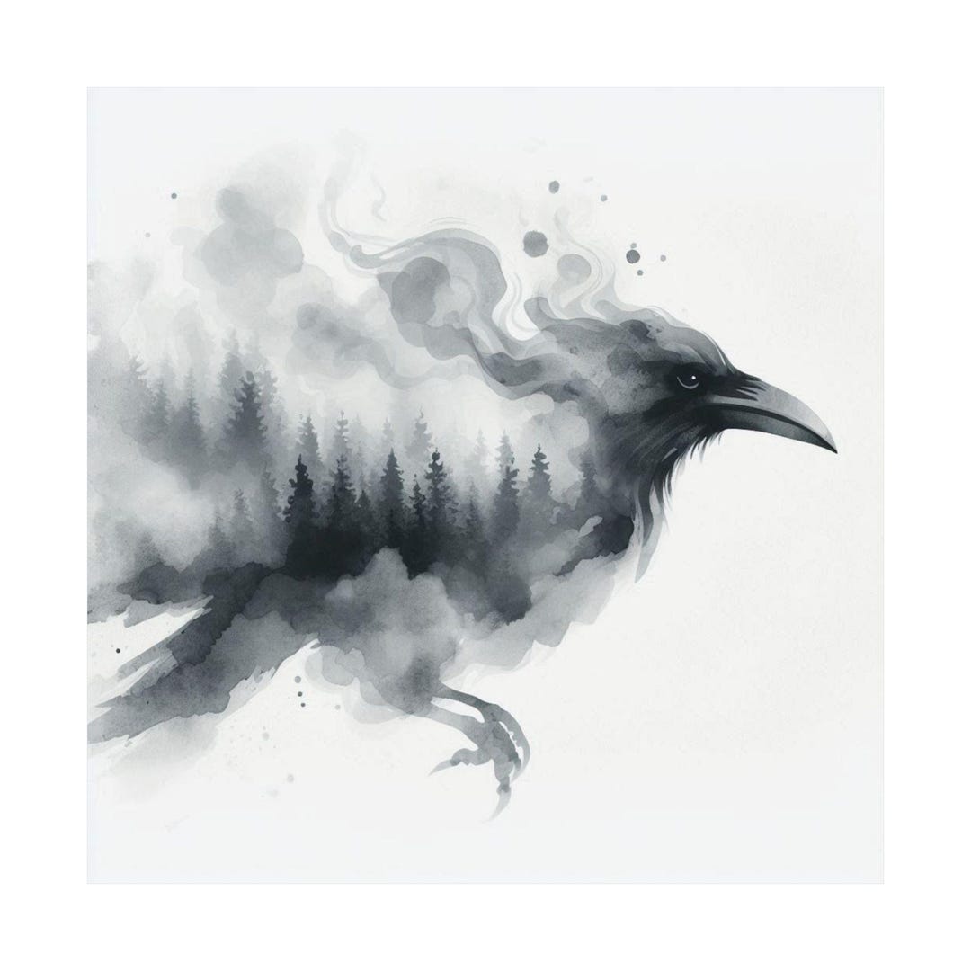 Mystical Raven Art Print, Matte Vertical Posters for Home Décor, Gothic ...
