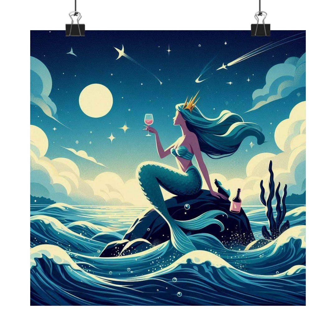 Enchanting Mermaid Matte Vertical Poster, Ocean Art Print, Nautical ...