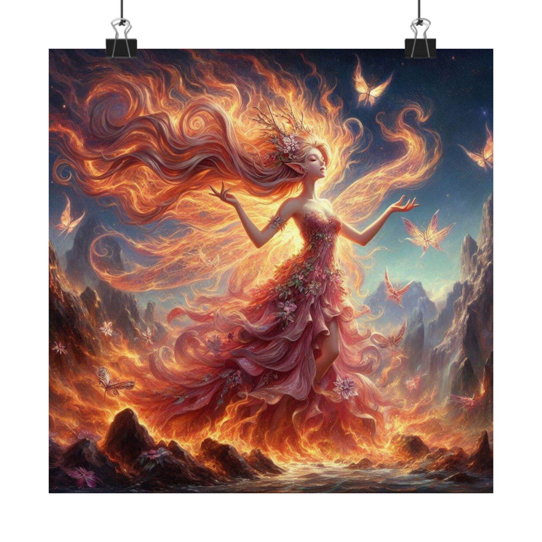 Fiery Fairy Art Poster: Enchanting Giclée Print, Fantasy Home Decor - Etsy