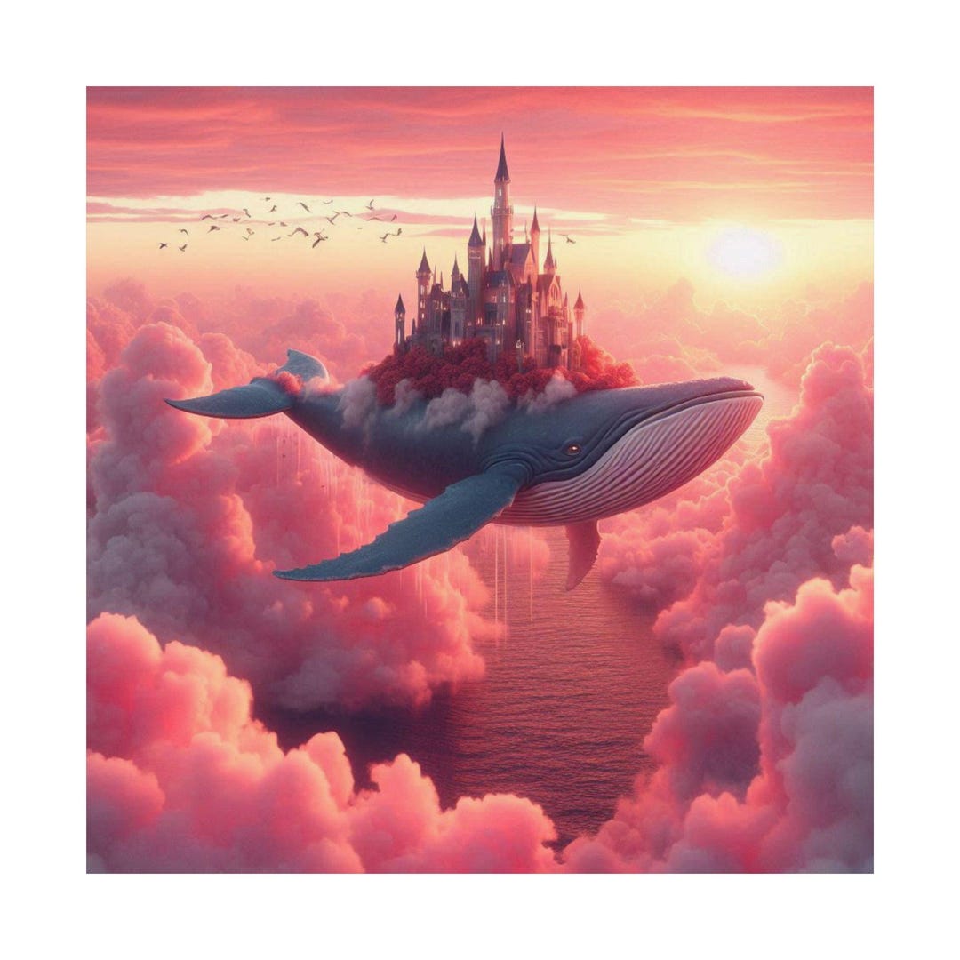 Dreamy Whale Castle Poster, Fantasy Wall Art, Nautical Decor, Gift for ...