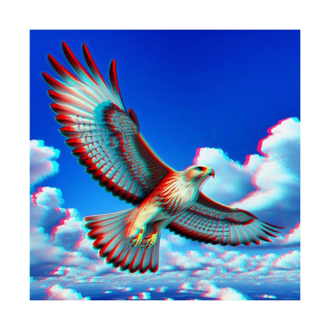 3D Anaglyph Eagle Wall Art, Vibrant Matte Poster, Nature Decor, Gift ...