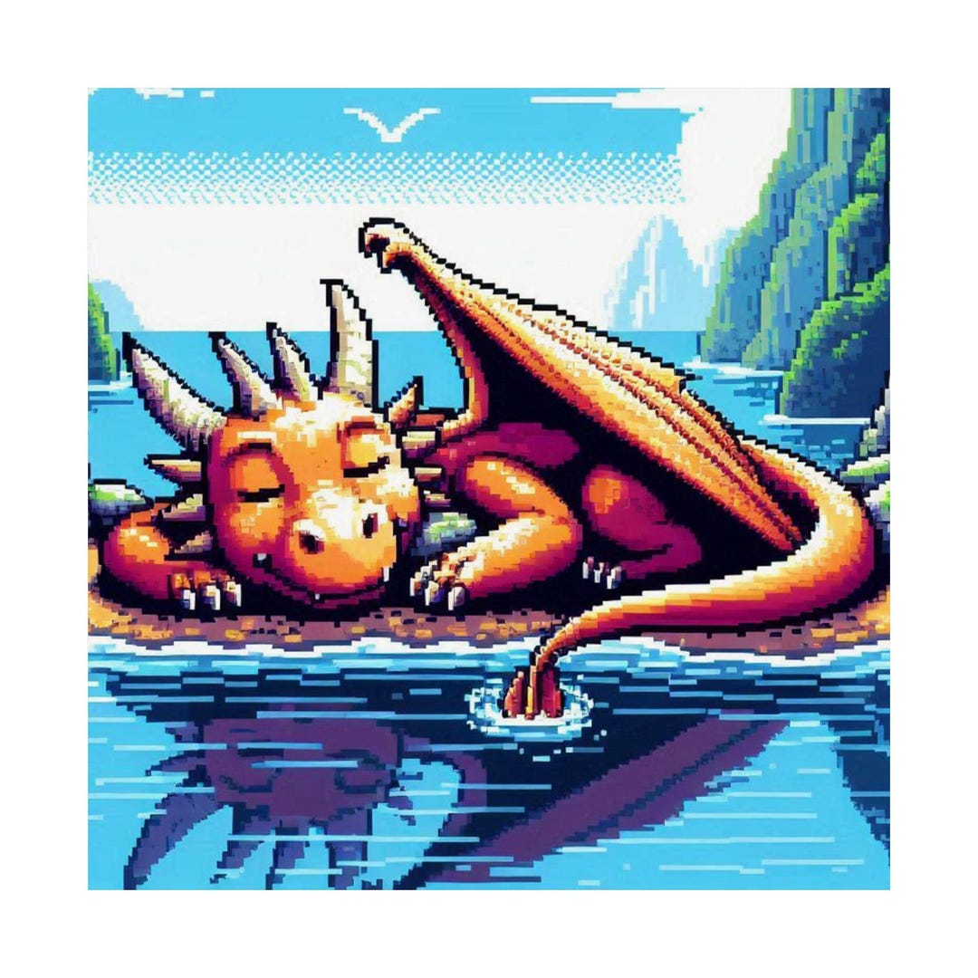 16-bit, Fantasy Dragon Poster, Digital Art Print, Dragon Lovers Décor ...